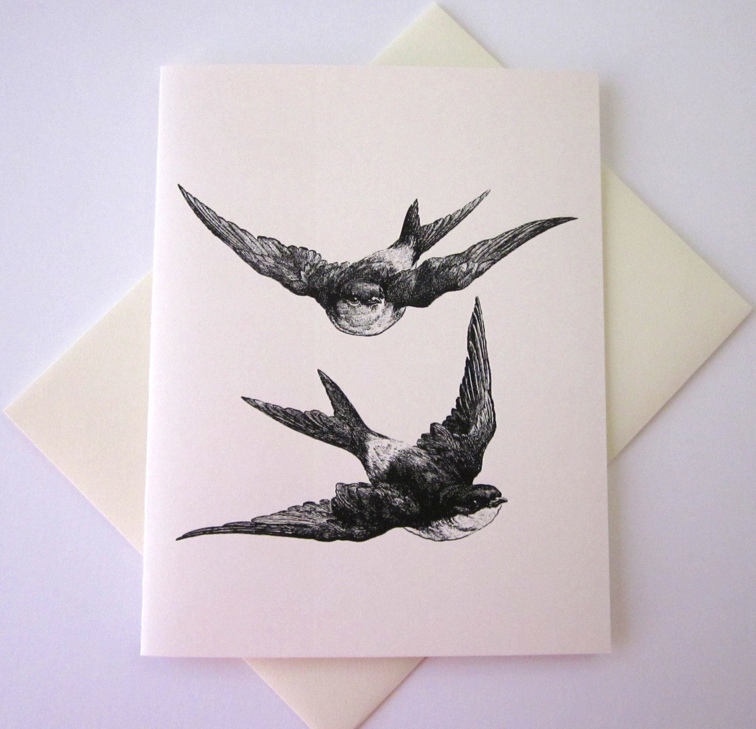 Flying Birds Swallow Sparrow Note Card Set of 10 in White or - Etsy