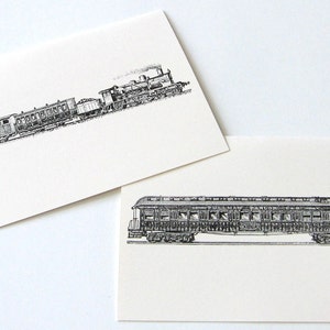 Train Note Cards Stationery Set of 4 Cards in White or Light Ivory With ...