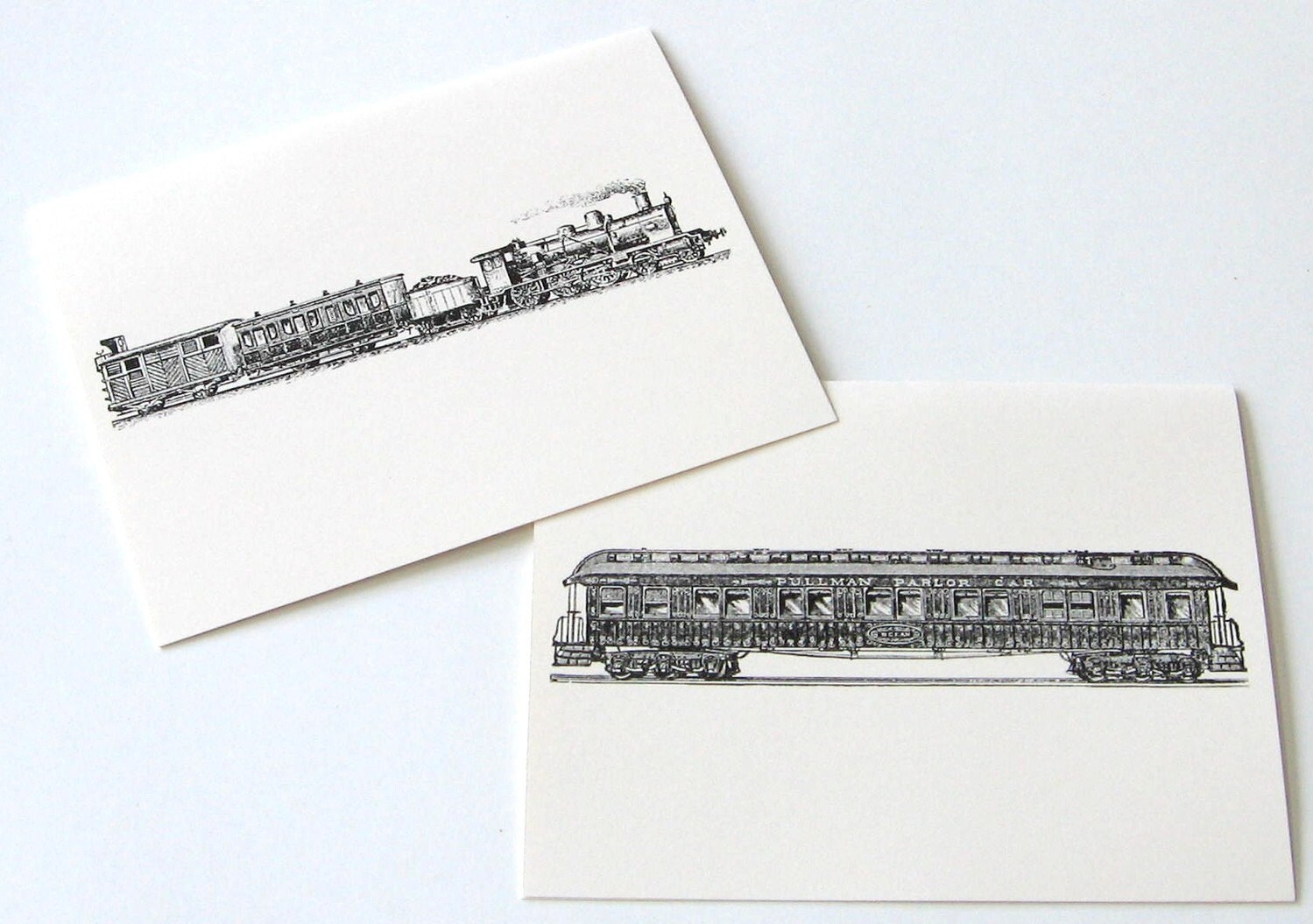 Train Note Cards Stationery Set of 4 Cards in White or Light | Etsy