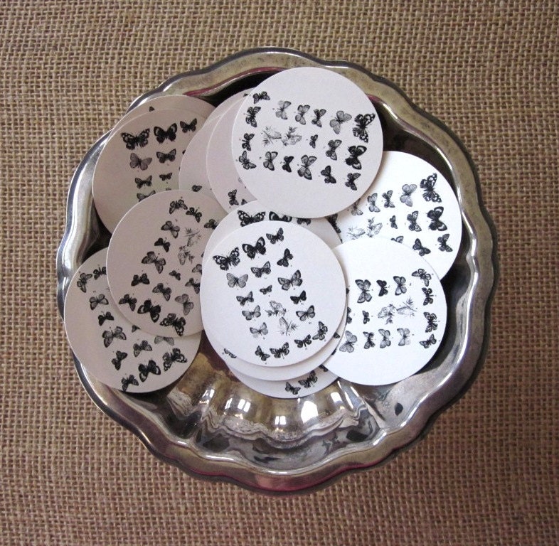 Butterfly Tags Round Paper Gift Tags Set of 10 | Etsy