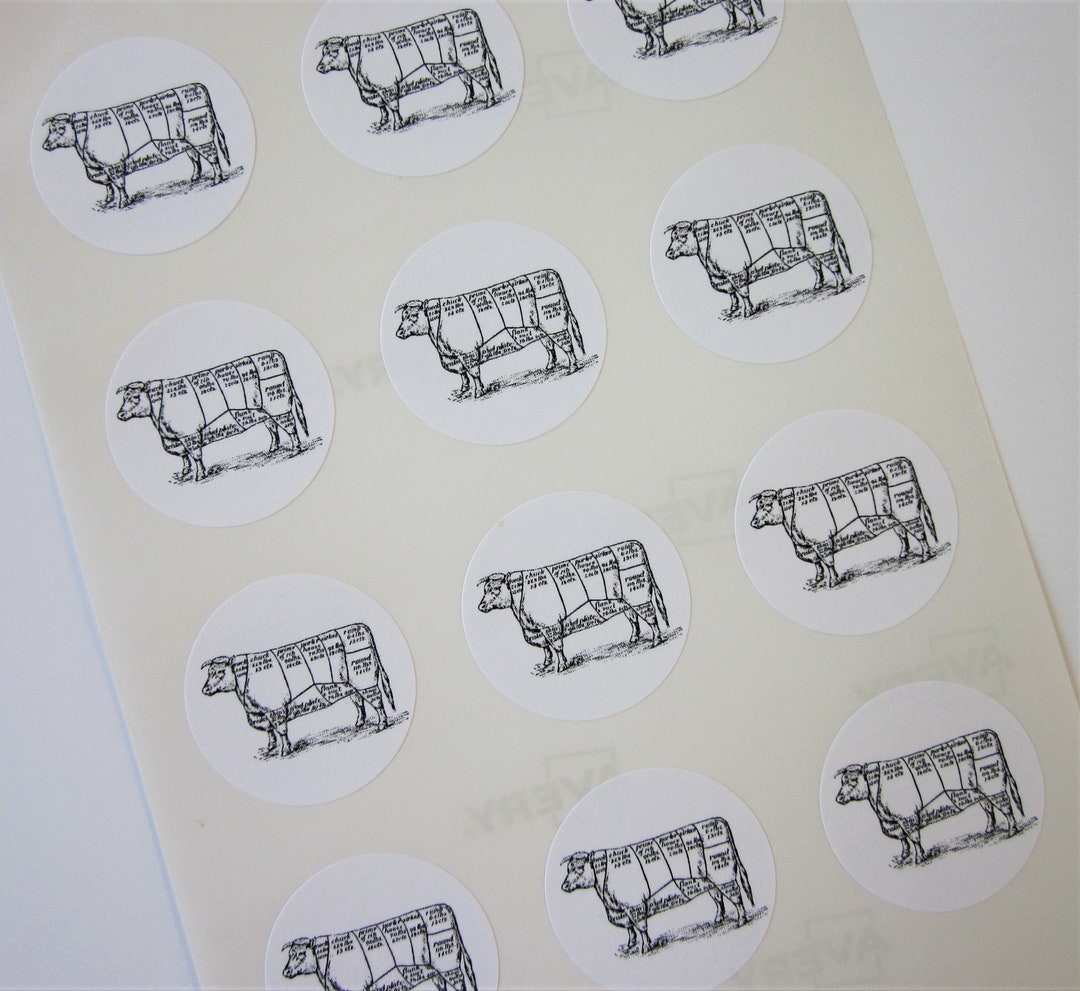 Cuts of Beef Butcher Stickers One Inch Round Seals - Etsy