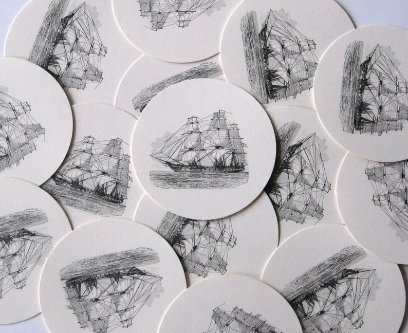 Sailing Ship Tags Round Gift Tags Set of 10 | Etsy