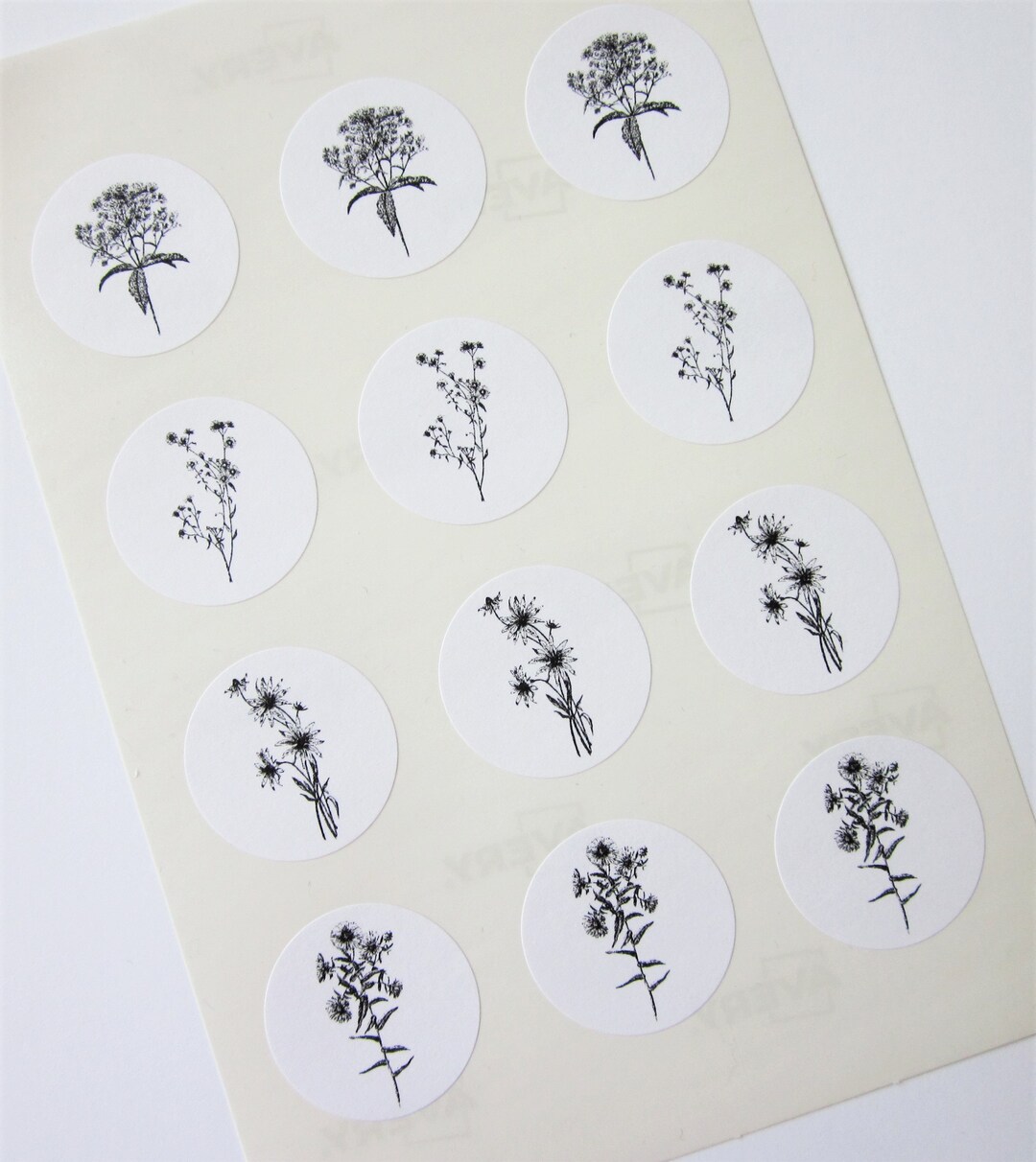 Wildflower Stickers One Inch Round Seals - Etsy