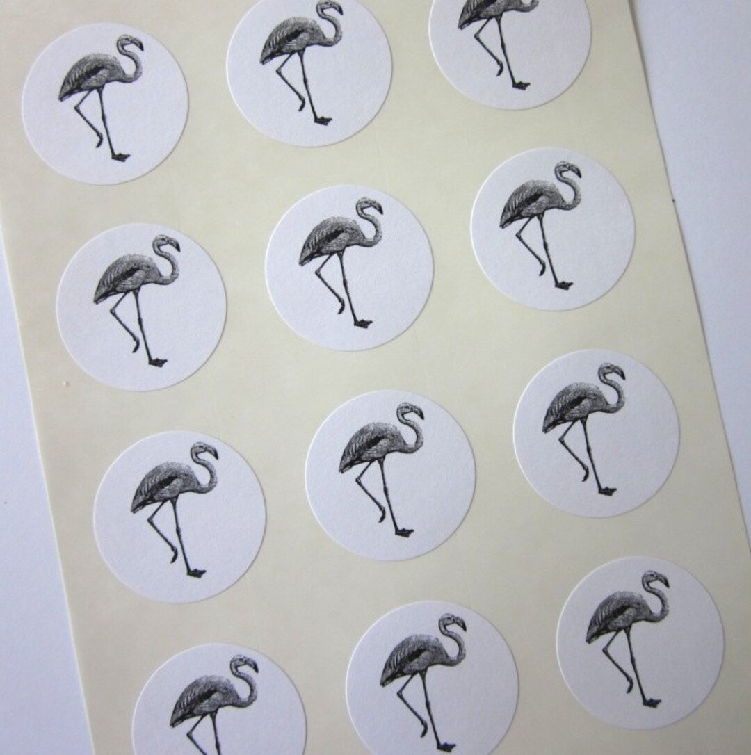 Flamingo Stickers One Inch Round Seals - Etsy