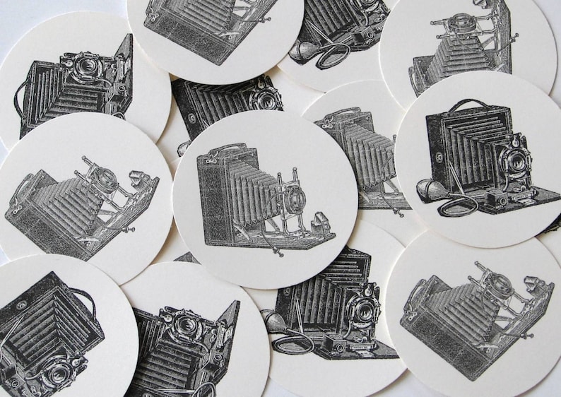 Vintage Camera Tags Round Gift Tags Set of 10 | Etsy