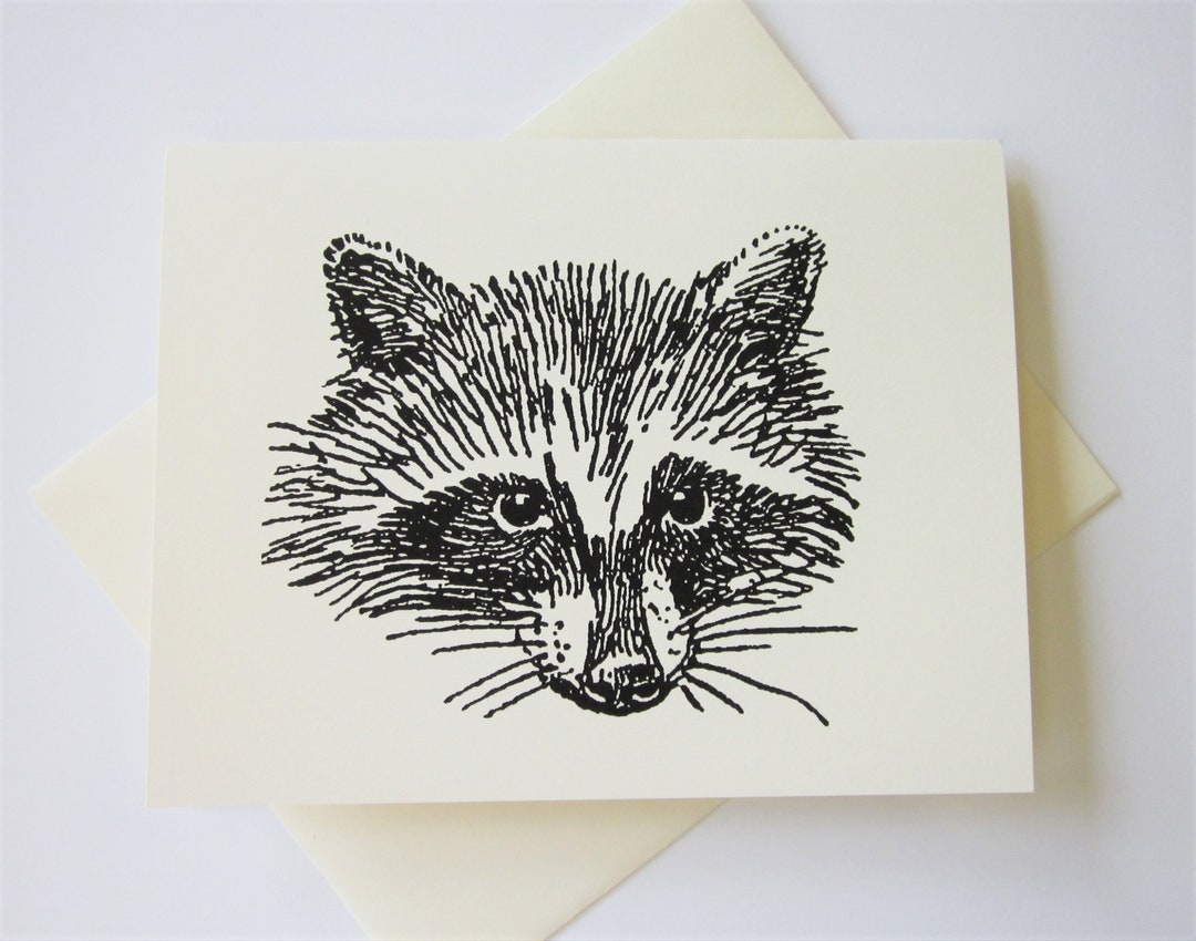 Racoon Note Cards Stationery Set of 10 Cards in White or Light Ivory ...