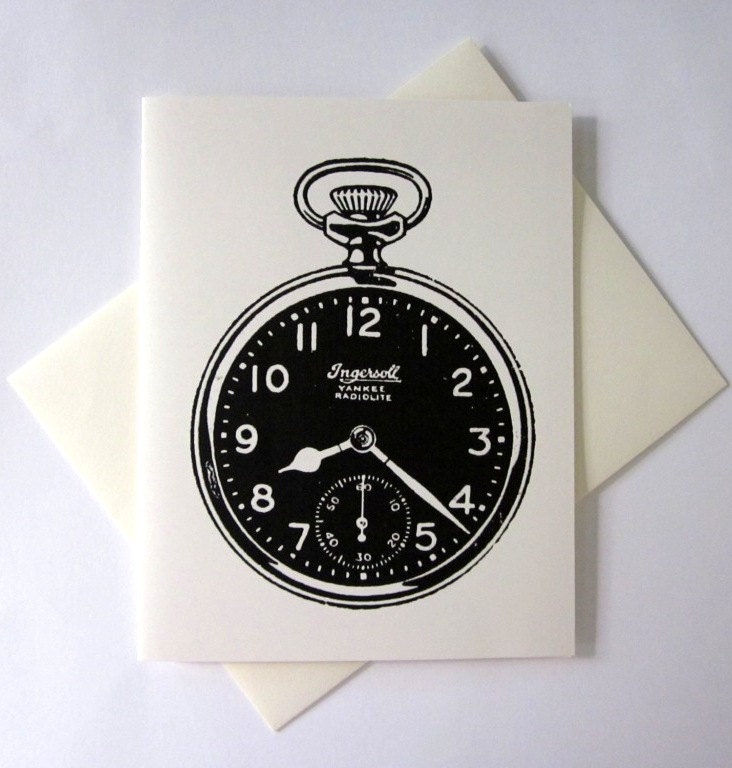 Pocket Watch Note Cards Stationery Set of 10 Cards in White or | Etsy