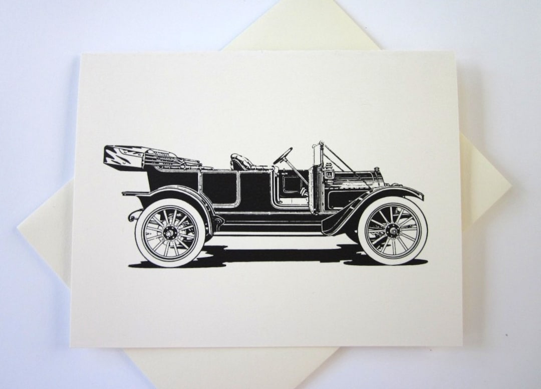 Vintage Car Note Cards Stationery Set of 10 Cards in White or Light ...