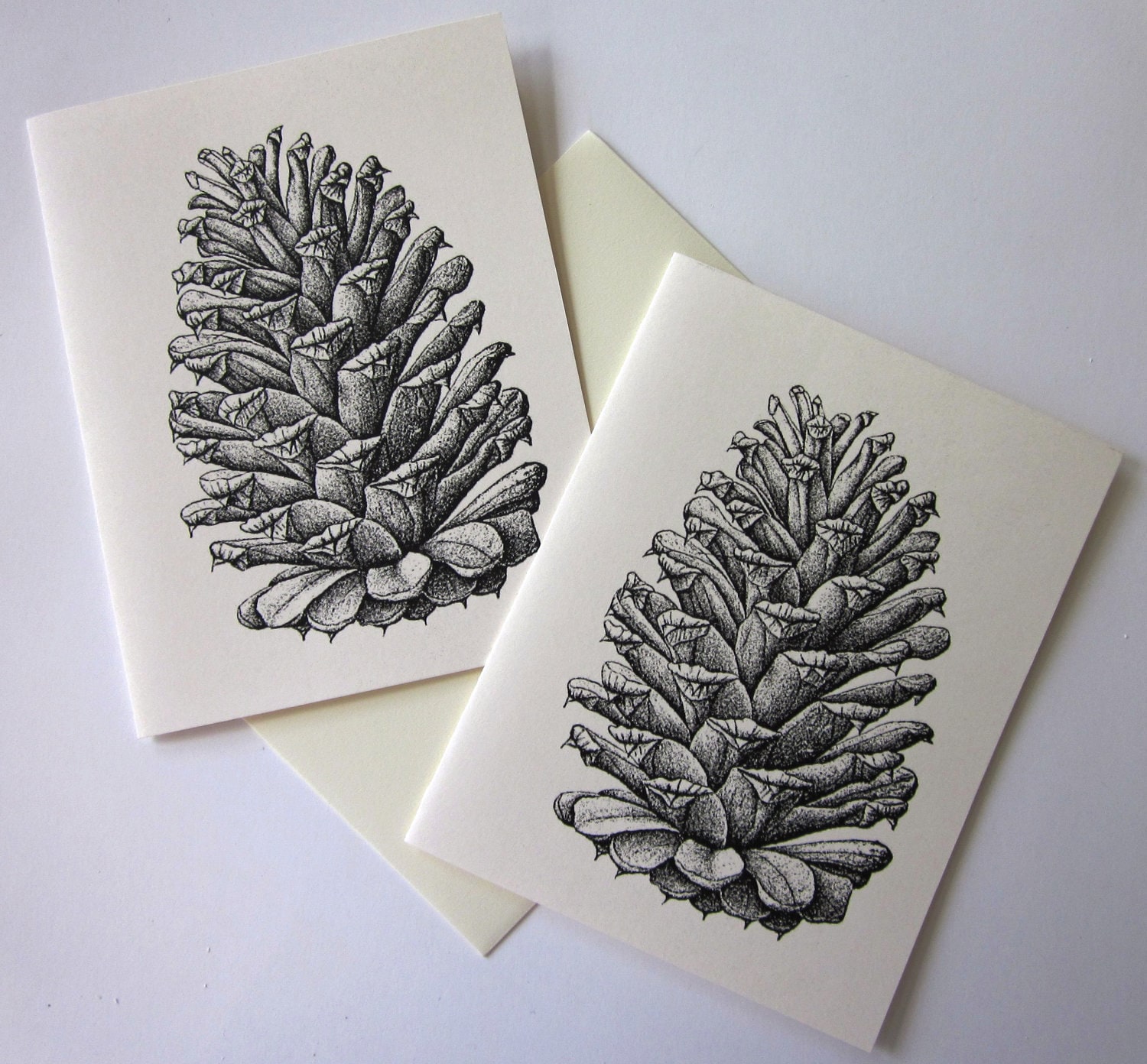 Pine Cone Note Cards Stationery Set of 10 Cards With Matching - Etsy