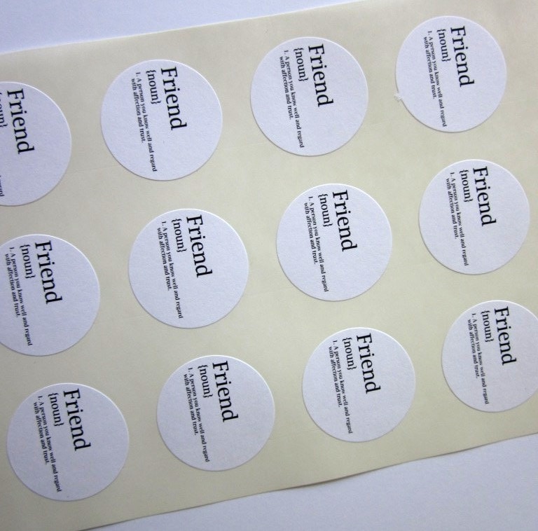 Friend Stickers One Inch Round Seals - Etsy