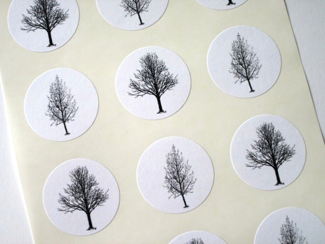 Winter Trees Stickers One Inch Round Seals - Etsy