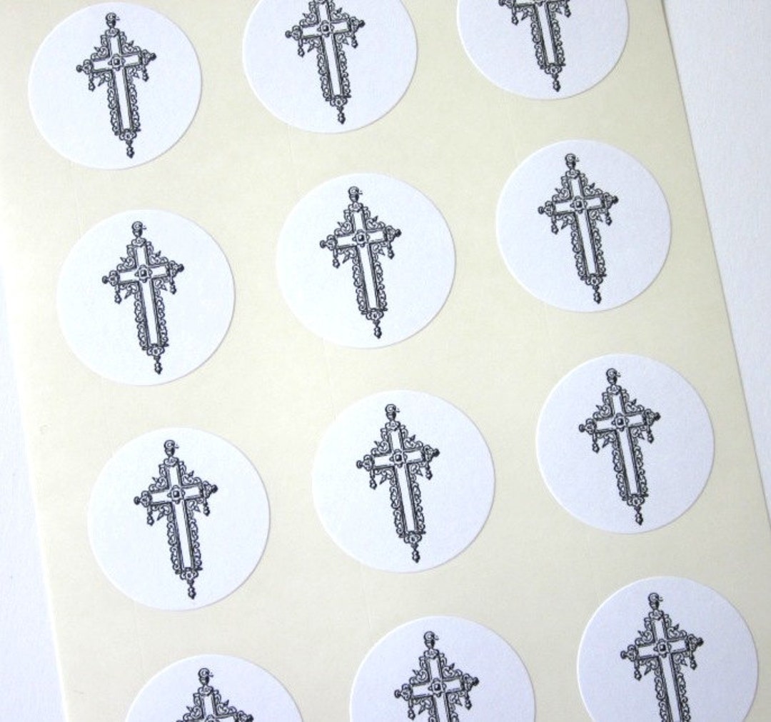 Cross Stickers One Inch Round Seals - Etsy