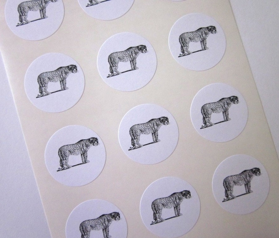 Leopard Stickers One Inch Round Seals | Etsy