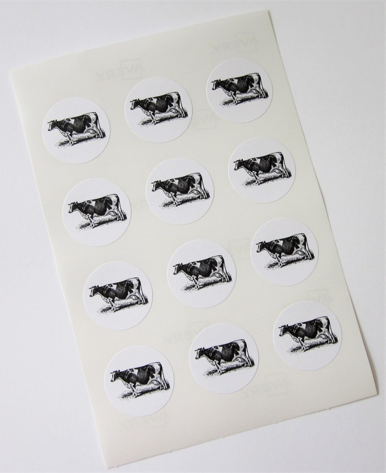 Cow Stickers One Inch Round Seals - Etsy
