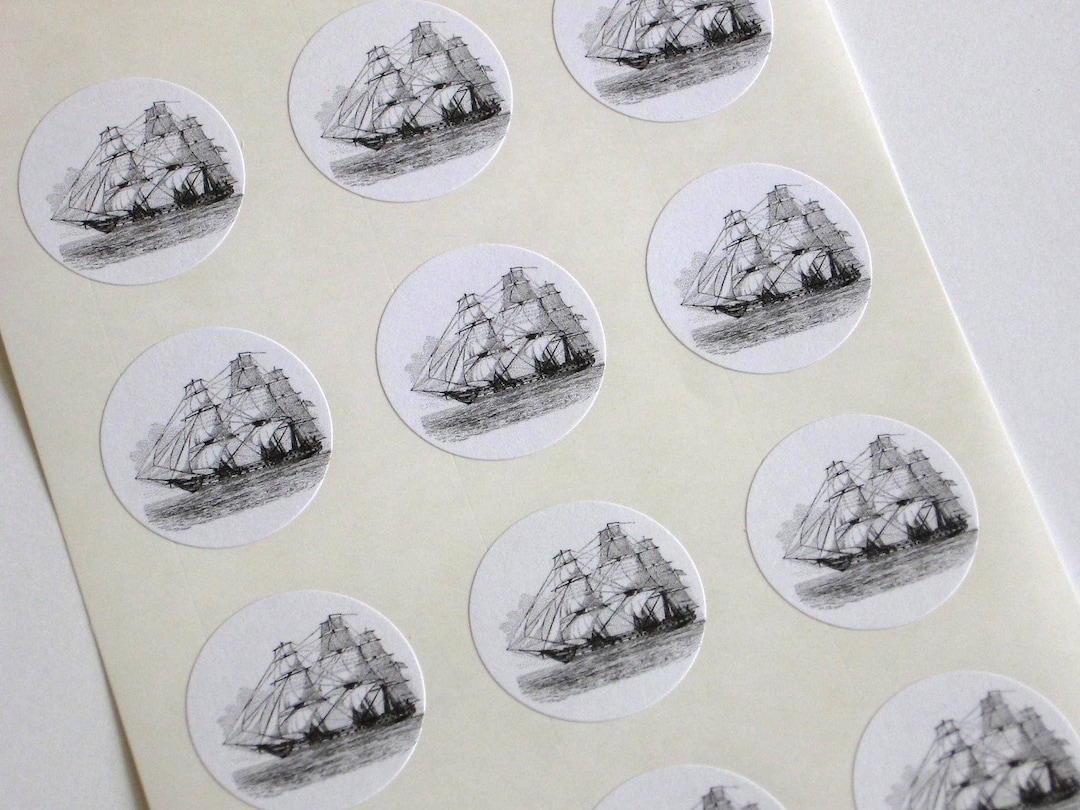 Sailing Ship Stickers One Inch Round Seals - Etsy