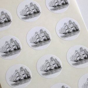 Sailing Ship Stickers One Inch Round Seals - Etsy