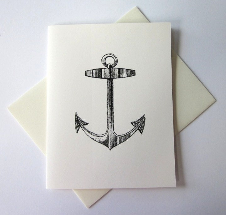 Anchor Note Cards Stationery Set of 10 Cards in White or Light Ivory ...