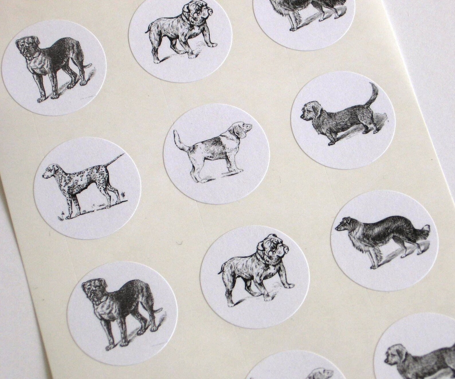 Dog Stickers One Inch Round Seals - Etsy