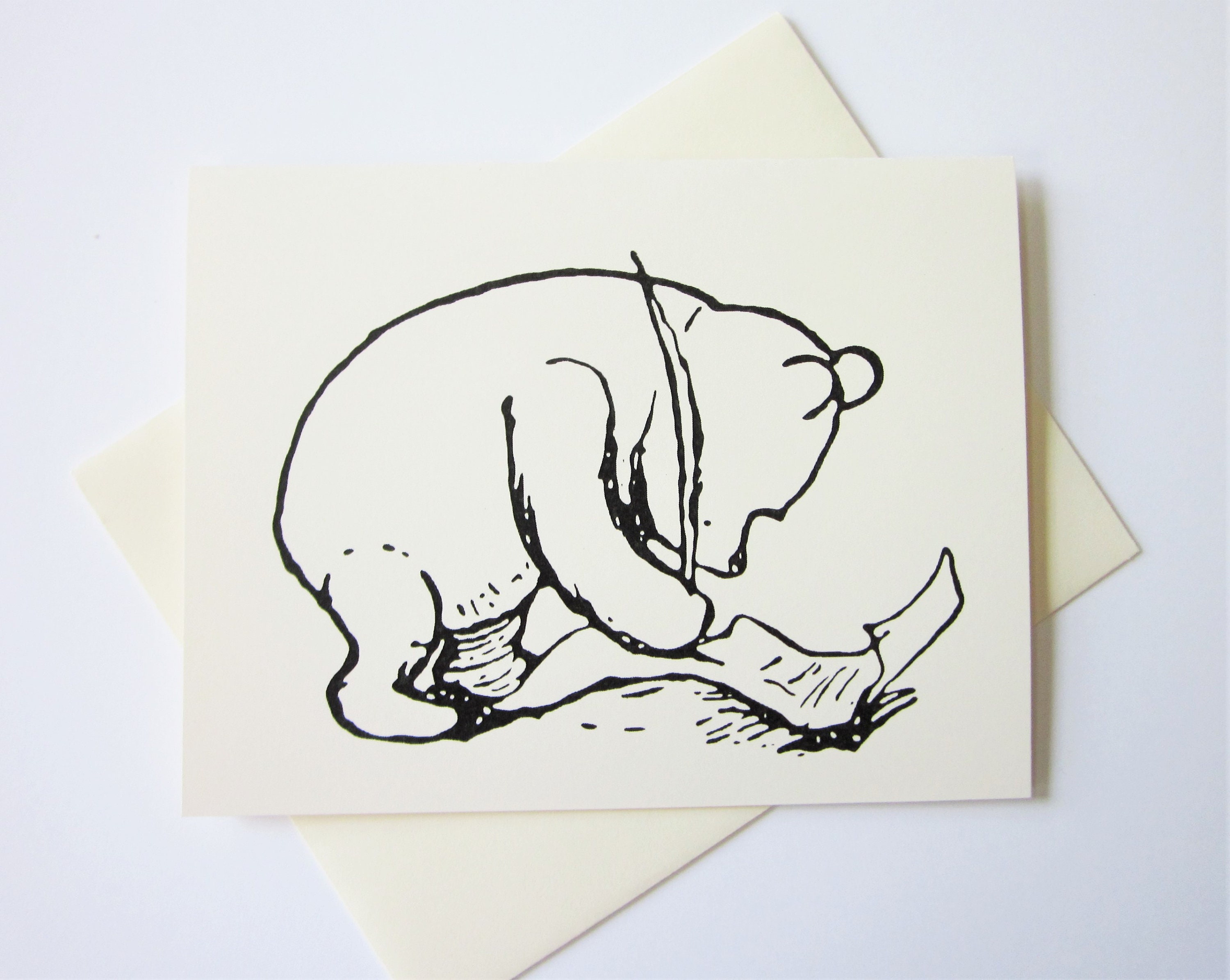 Winnie the Pooh Note Card Set of 12 in White or Light Ivory With ...