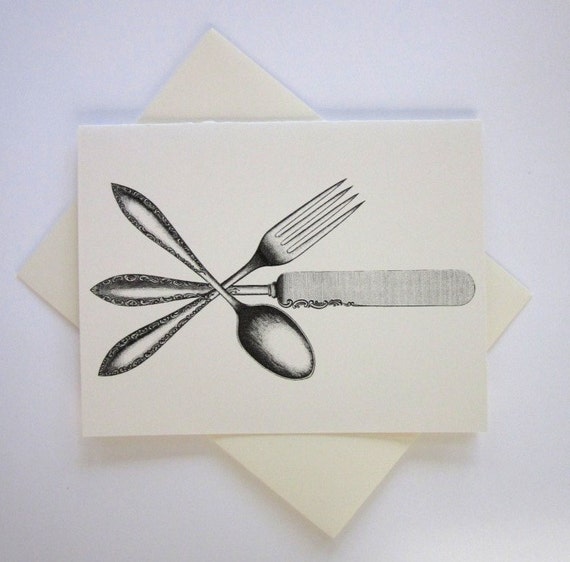 Flatware Knife Spoon Fork Cards Set of 10 in White or Light | Etsy