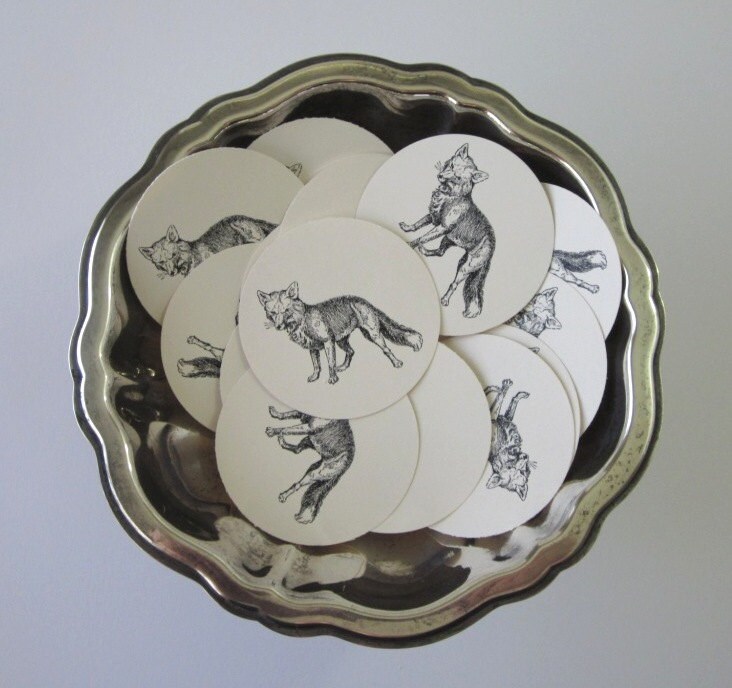 Fox Tags Round Gift Tags Set of 10 | Etsy