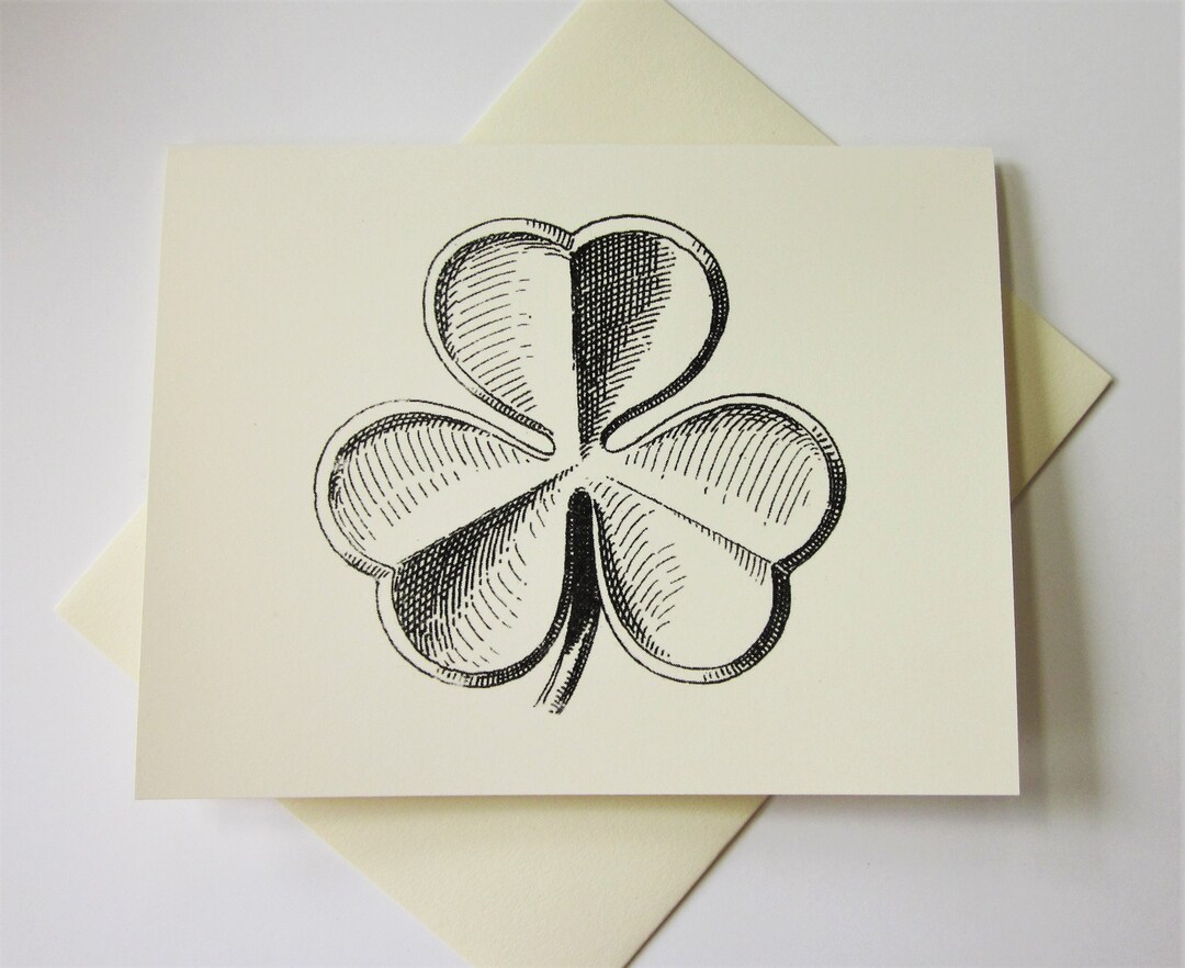 Shamrock Clover Note Cards Stationery Set of 10 Cards in White or Light ...
