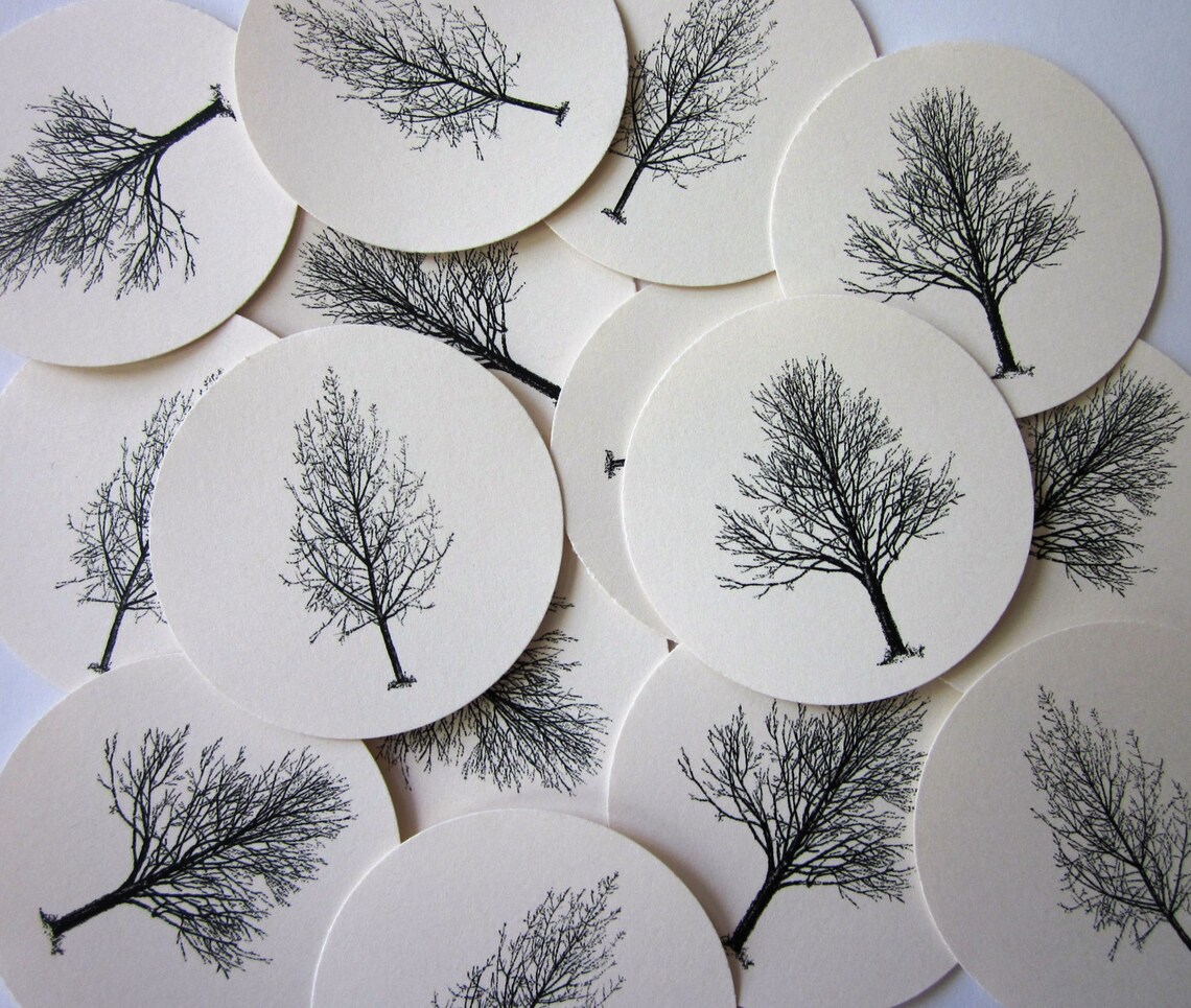 Winter Tree Tags Round Gift Tags Set of 10 - Etsy
