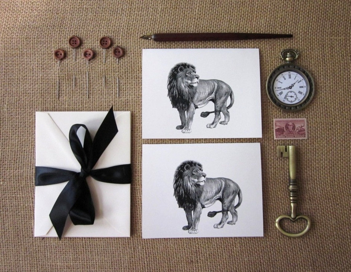 Lion Note Cards Set of 10 With Matching Envelopes - Etsy
