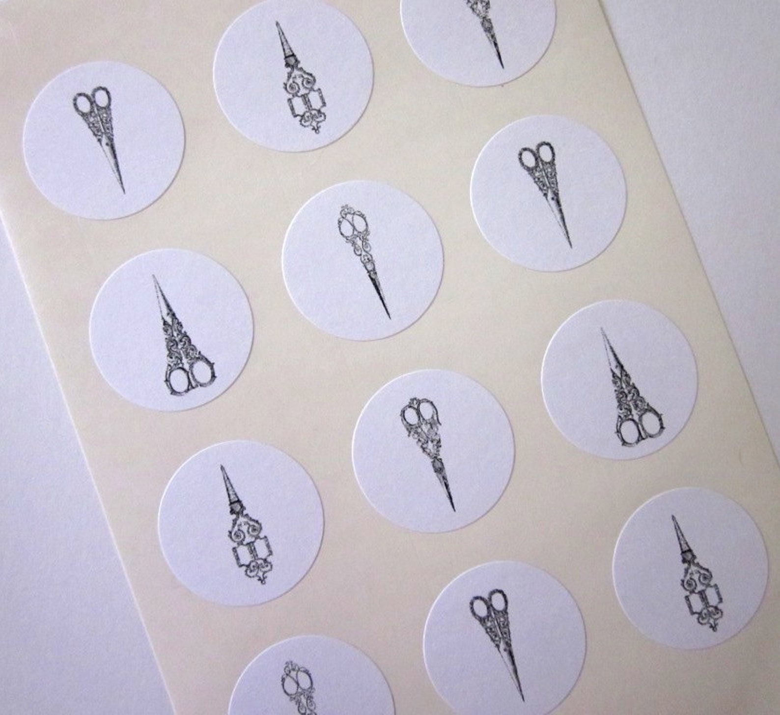 Vintage Scissors Stickers One Inch Round Seals - Etsy