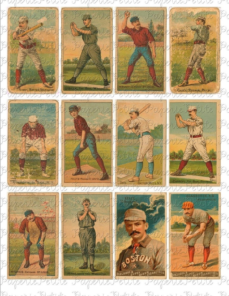 Vintage Baseball Cards Digital Download Collage D | Etsy