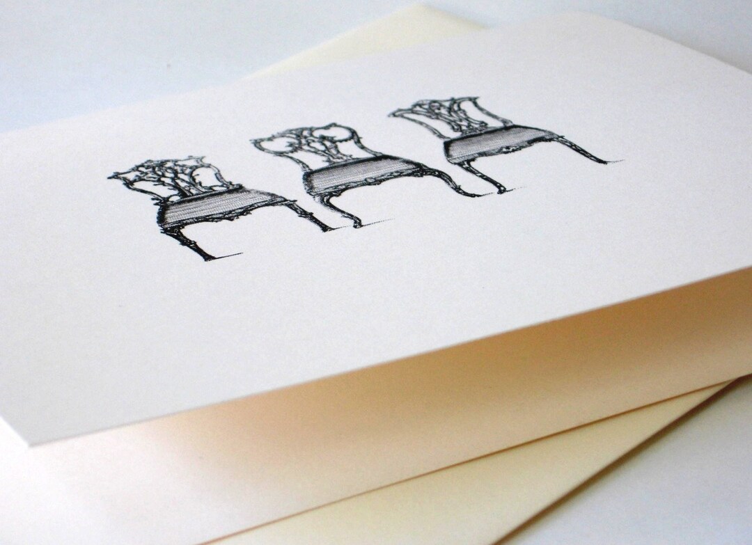 Vintage Chairs Note Cards Stationery Set of 10 Cards in White or Light ...