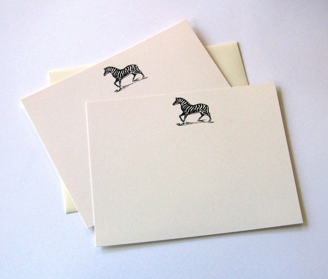 Zebra Note Flats With Matching Envelopes Set of 12 Note Cards - Etsy