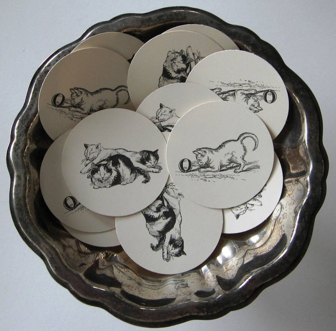 Cat and Kitten Tags Round Gift Tags Set of 10 - Etsy