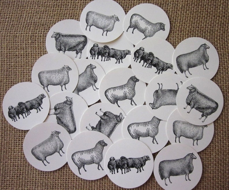 Sheep Lamb Tags Round Paper Gift Tags Set of 10 - Etsy New Zealand