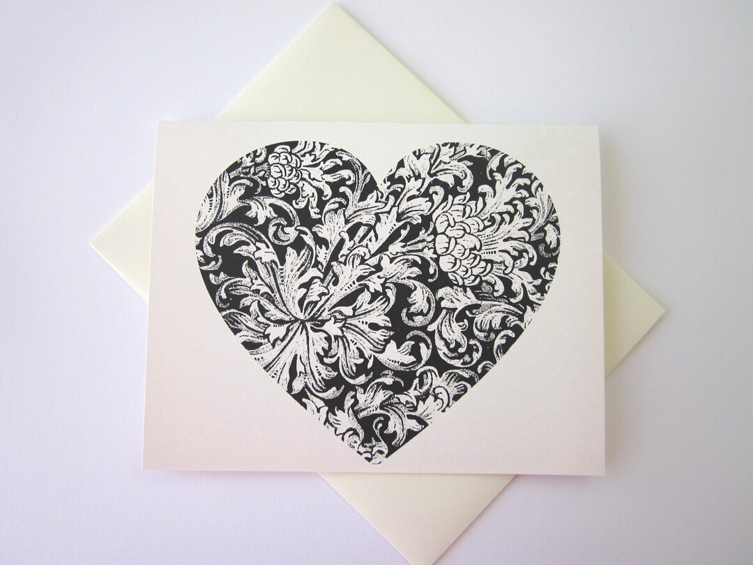 Heart Note Cards Stationery Set of 10 Cards in White or Light Ivory ...