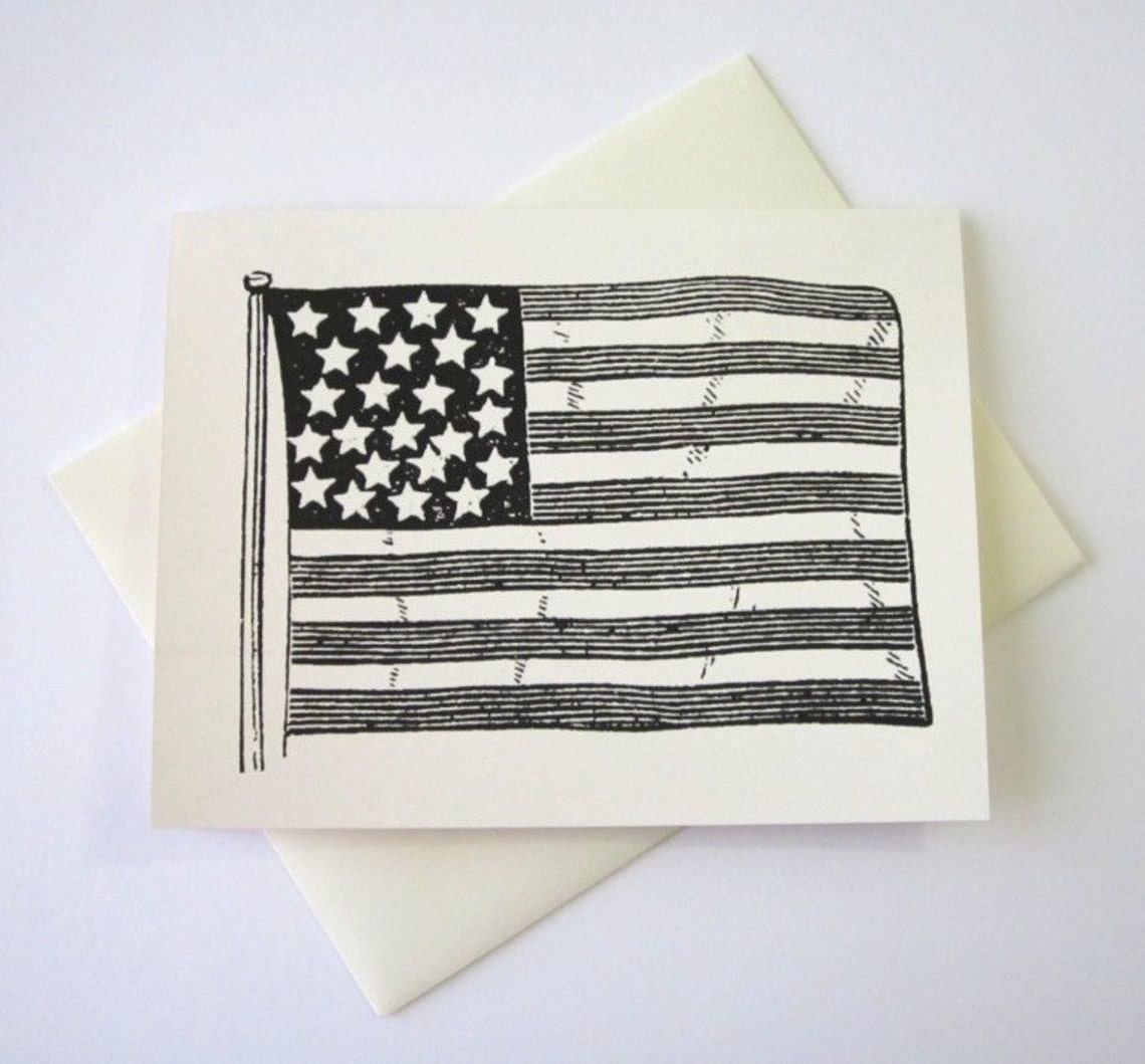 American Flag Note Cards Stationery Set of 10 Cards | Etsy