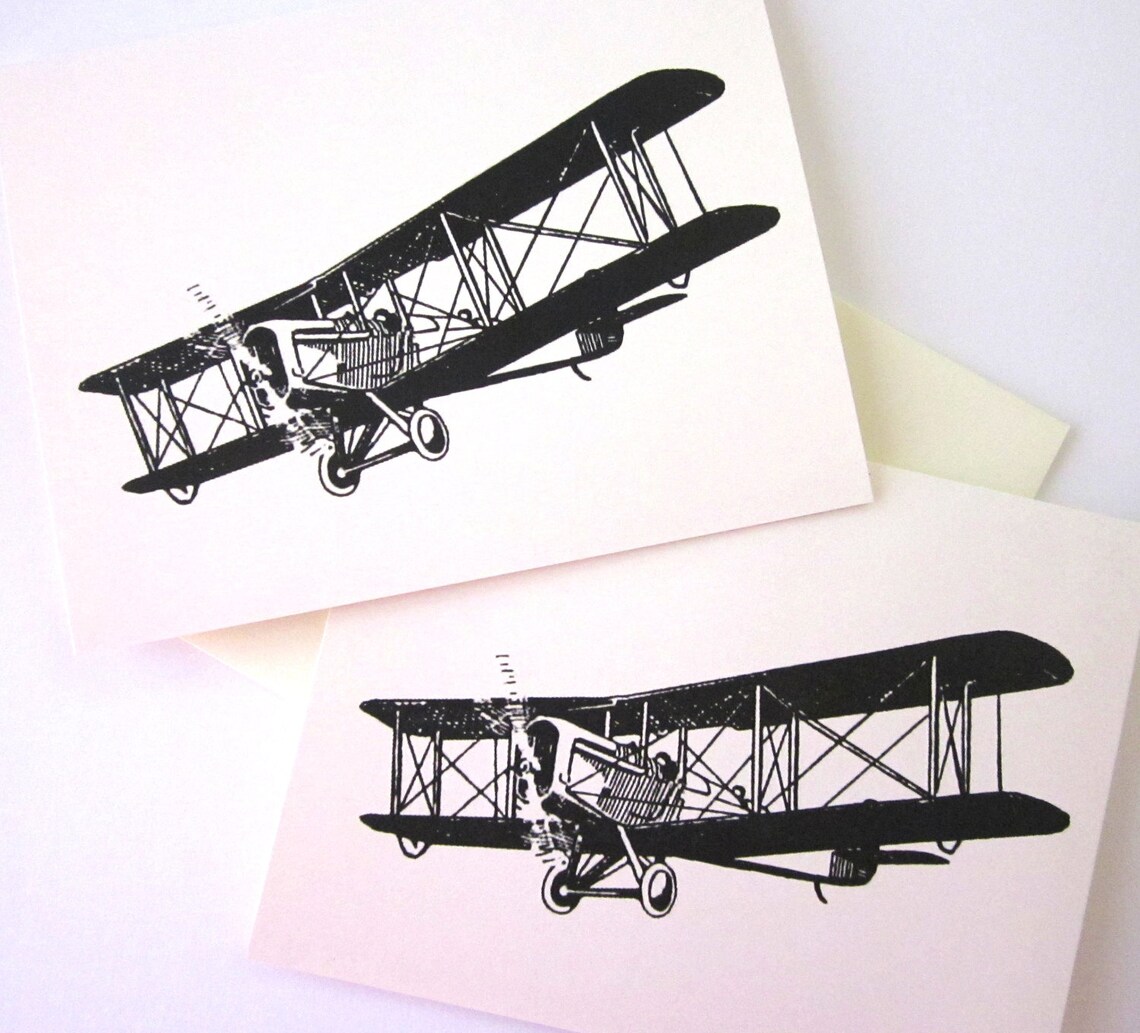 Biplane Airplane Tags Round Paper Gift Tags Set of 10 | Etsy