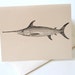 Swordfish Note Cards Stationery Set of 10 Cards in White or Light Ivory ...