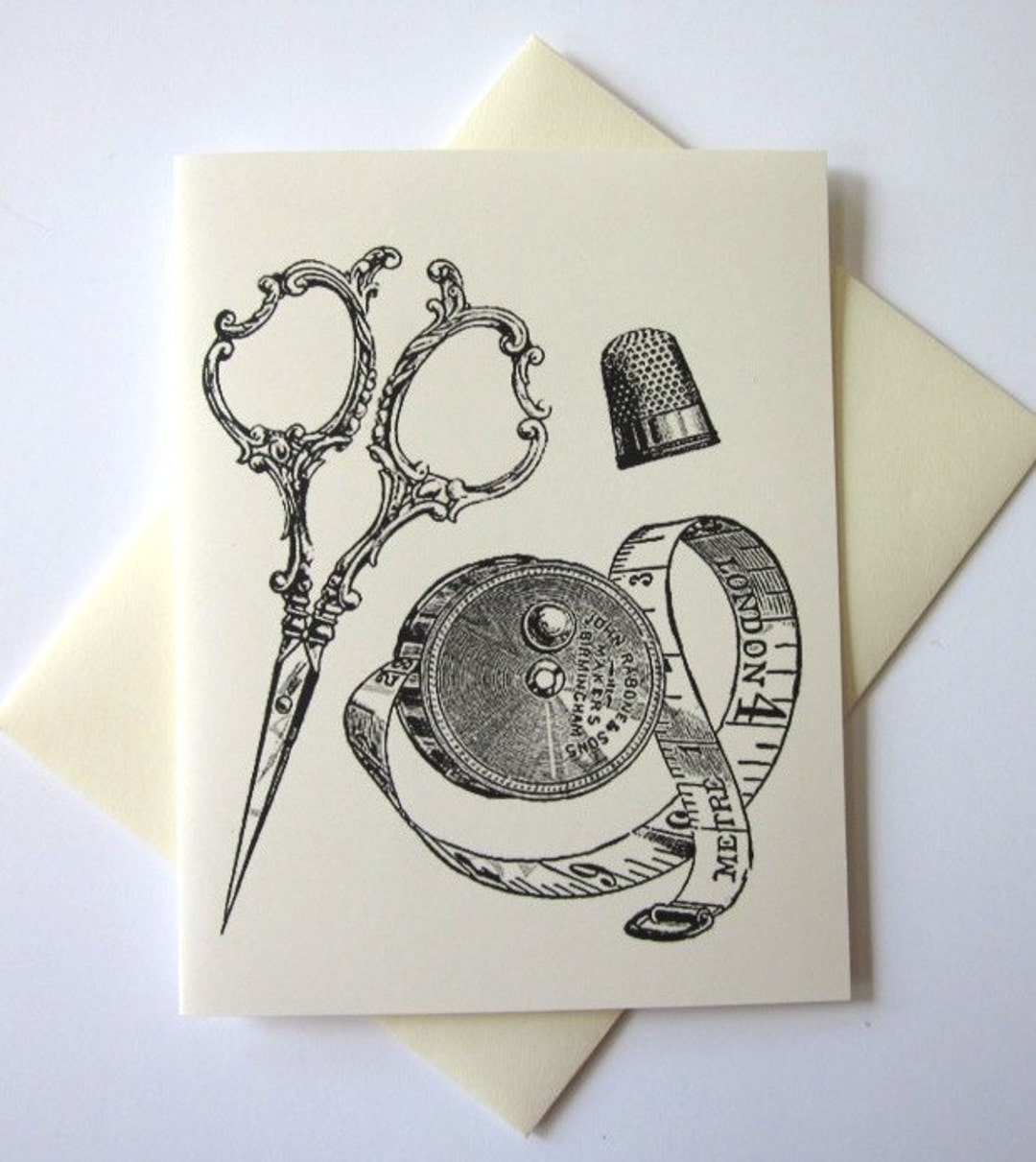 Vintage Sewing Notions Note Cards Stationery Set of 10 Cards in White ...