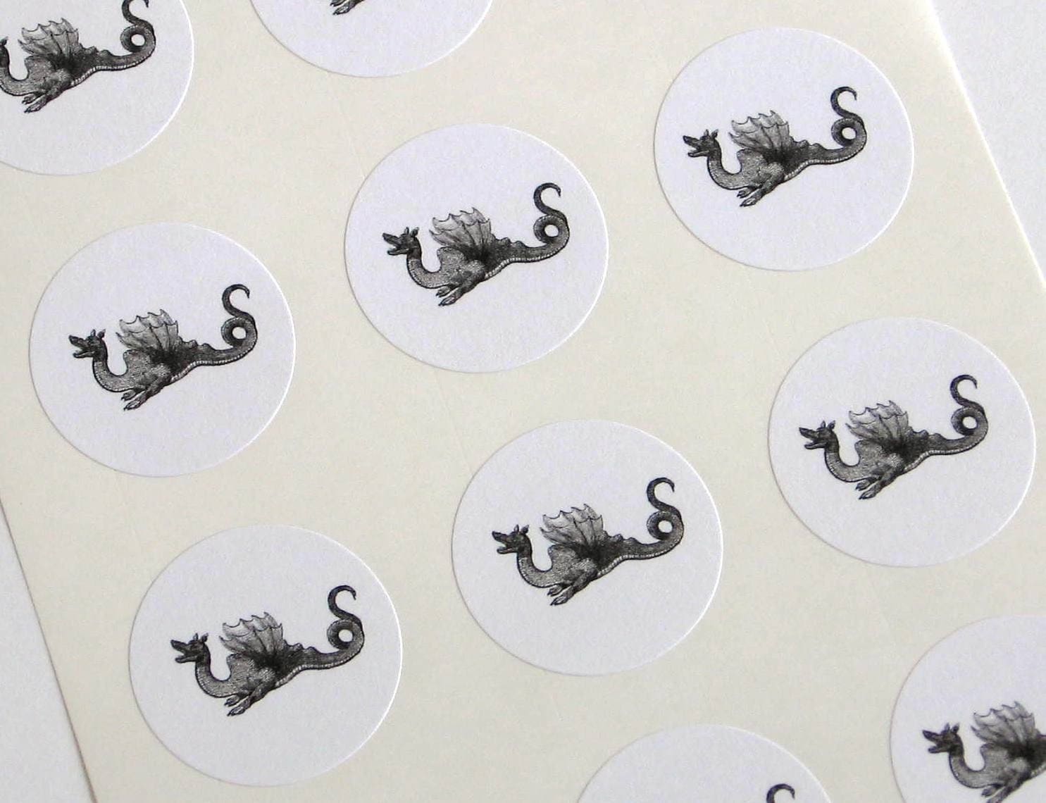 Dragon Stickers One Inch Round Seals - Etsy