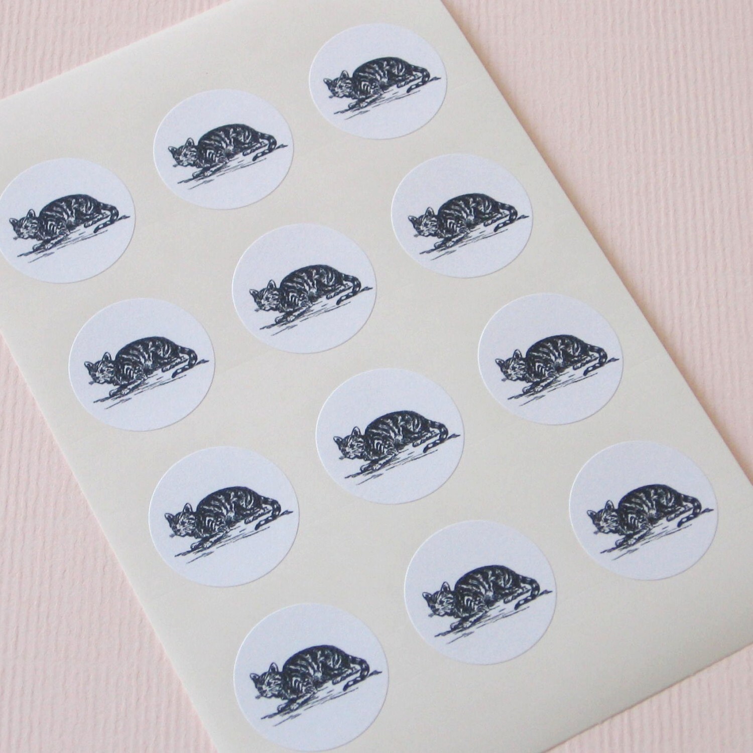 Cat Stickers One Inch Round Seals | Etsy