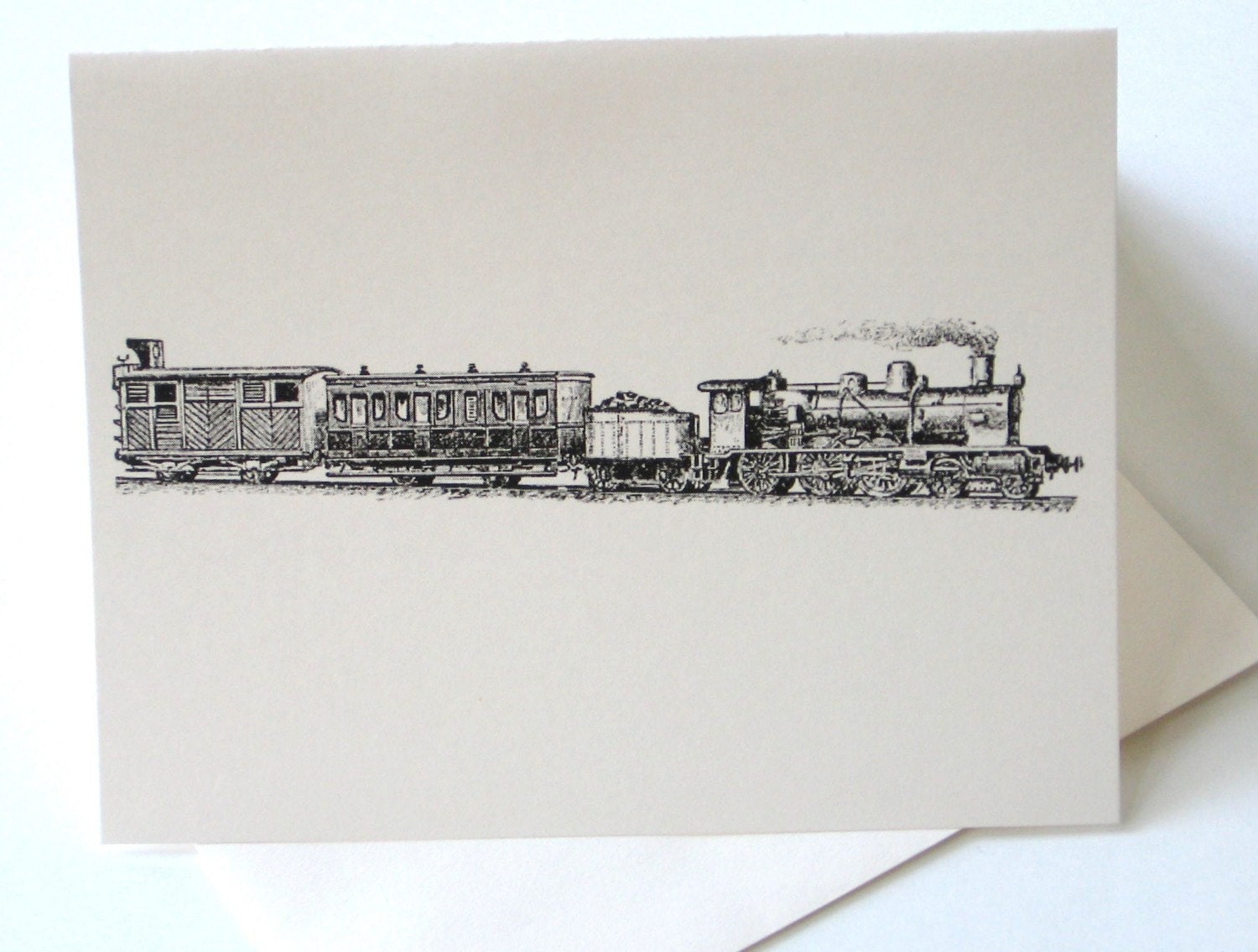 Train Note Cards Stationery Set of 4 Cards in White or Light | Etsy