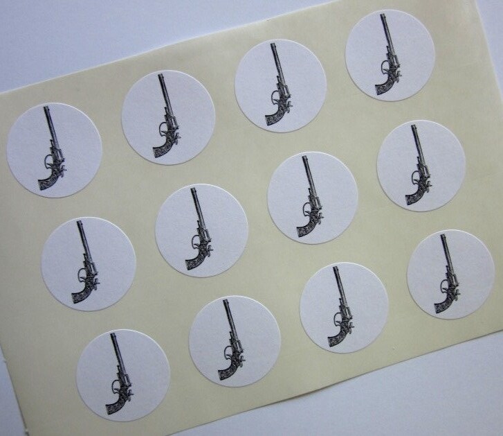 Gun Stickers One Inch Round Seals - Etsy