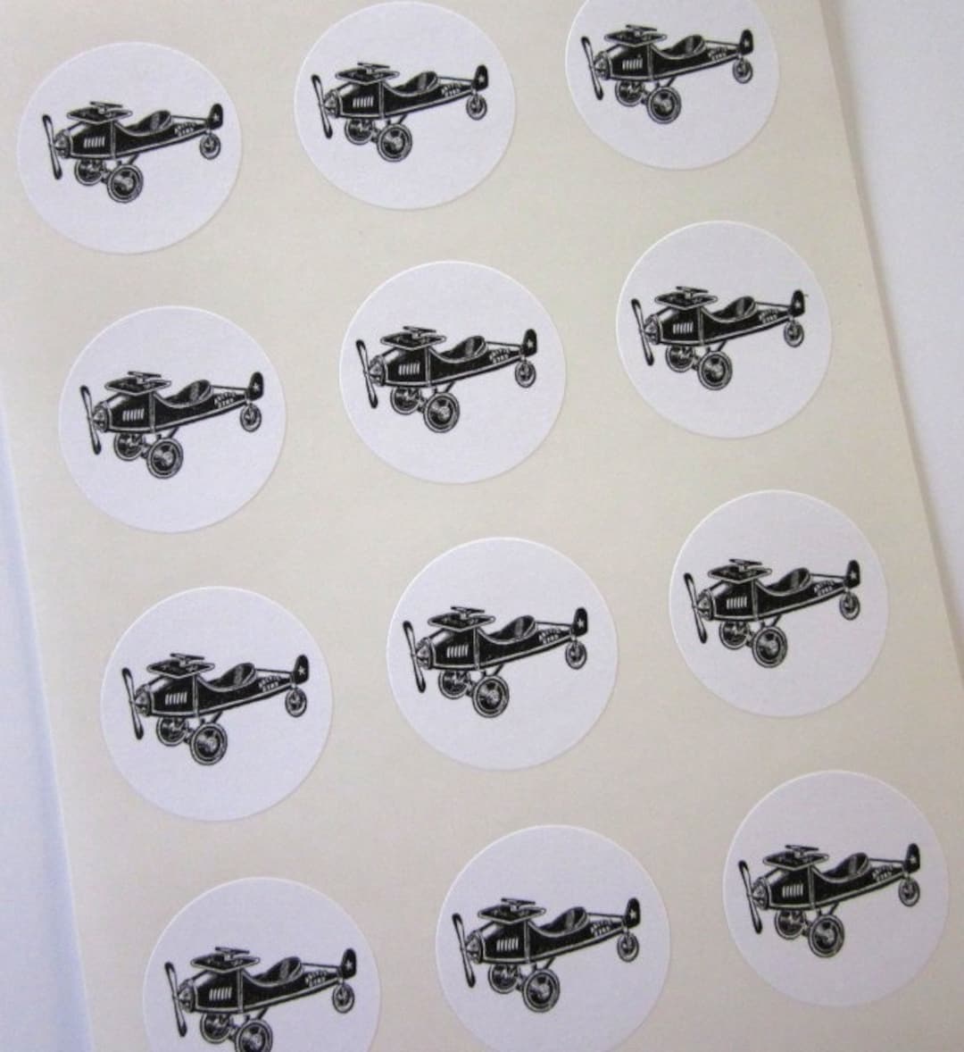 Vintage Toy Airplane Stickers One Inch Round Seals - Etsy