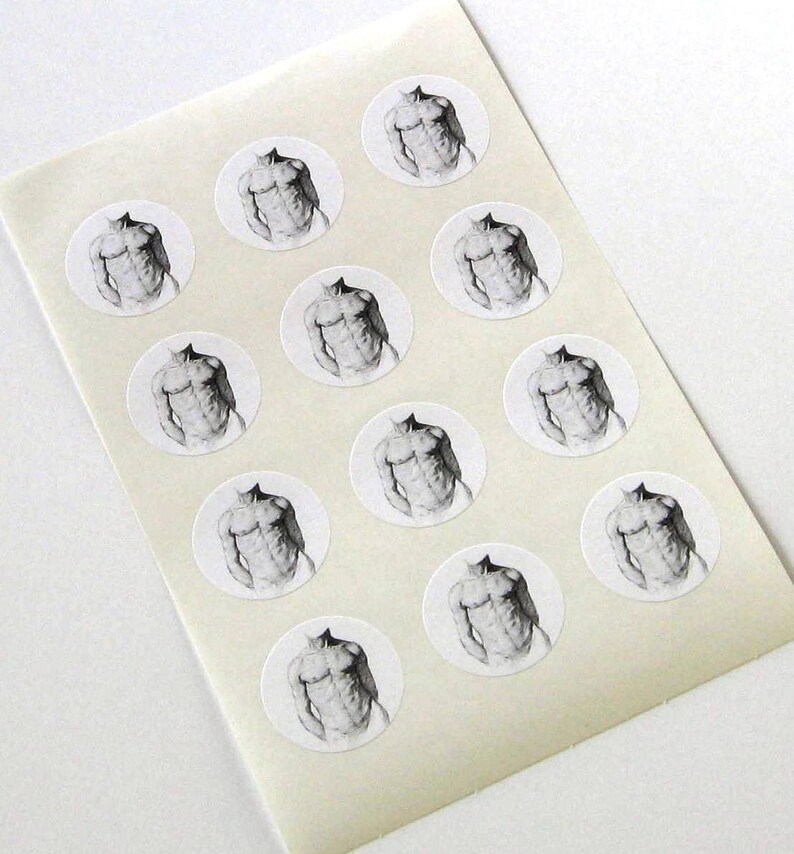 Male Torso Stickers One Inch Round Seals | Etsy
