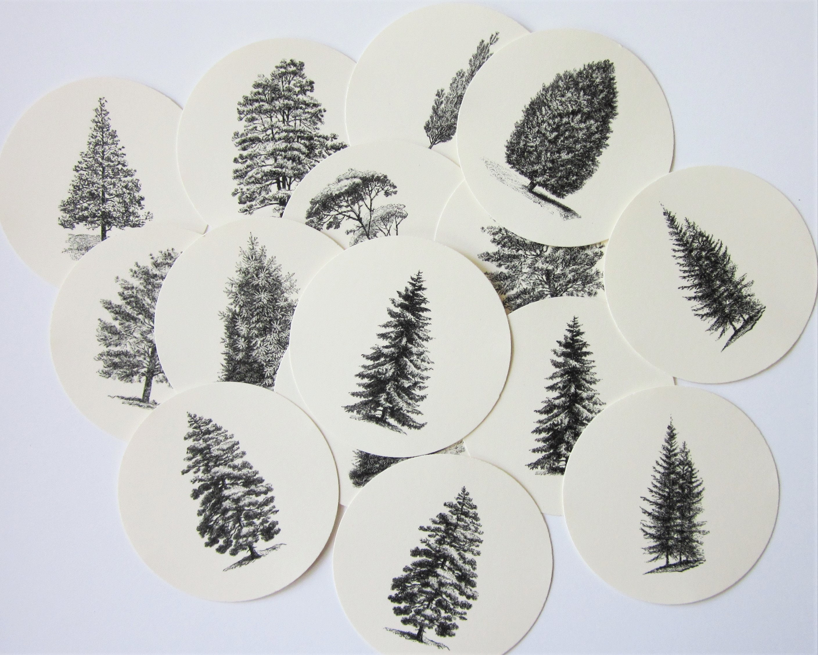 Pine Tree Tags Round Gift Tags Set of 10 - Etsy