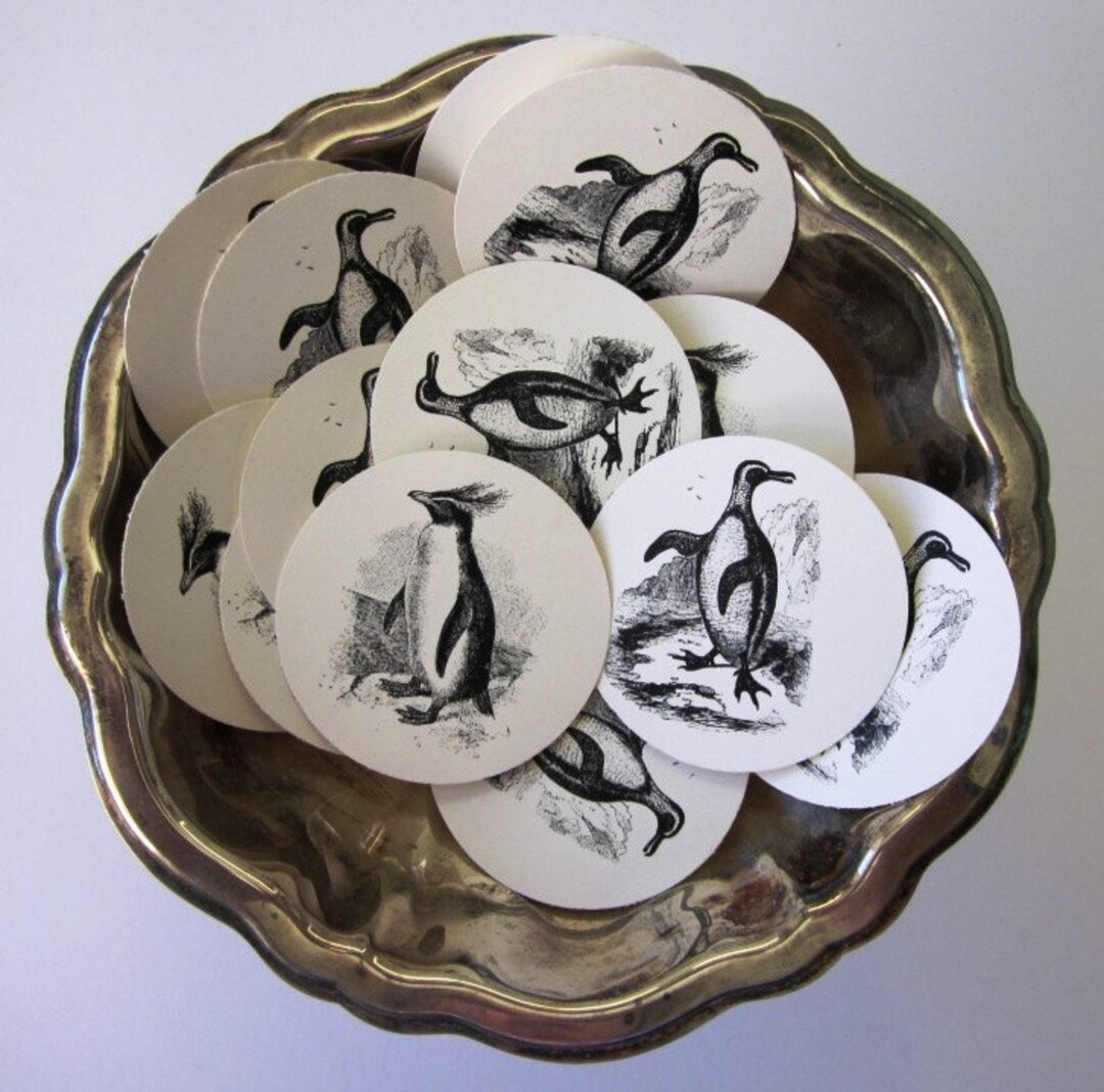 Penguin Tags Round Gift Tags Set of 10 - Etsy