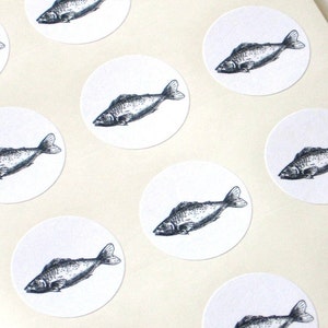 Fish Stickers One Inch Round Seals - Etsy