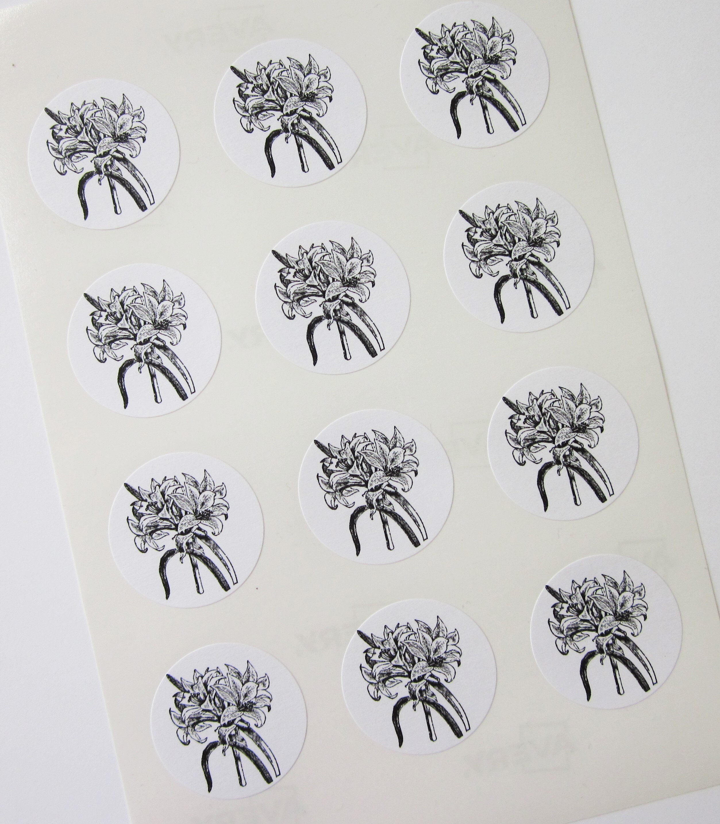 Lily Flower Stickers One Inch Round Seals - Etsy