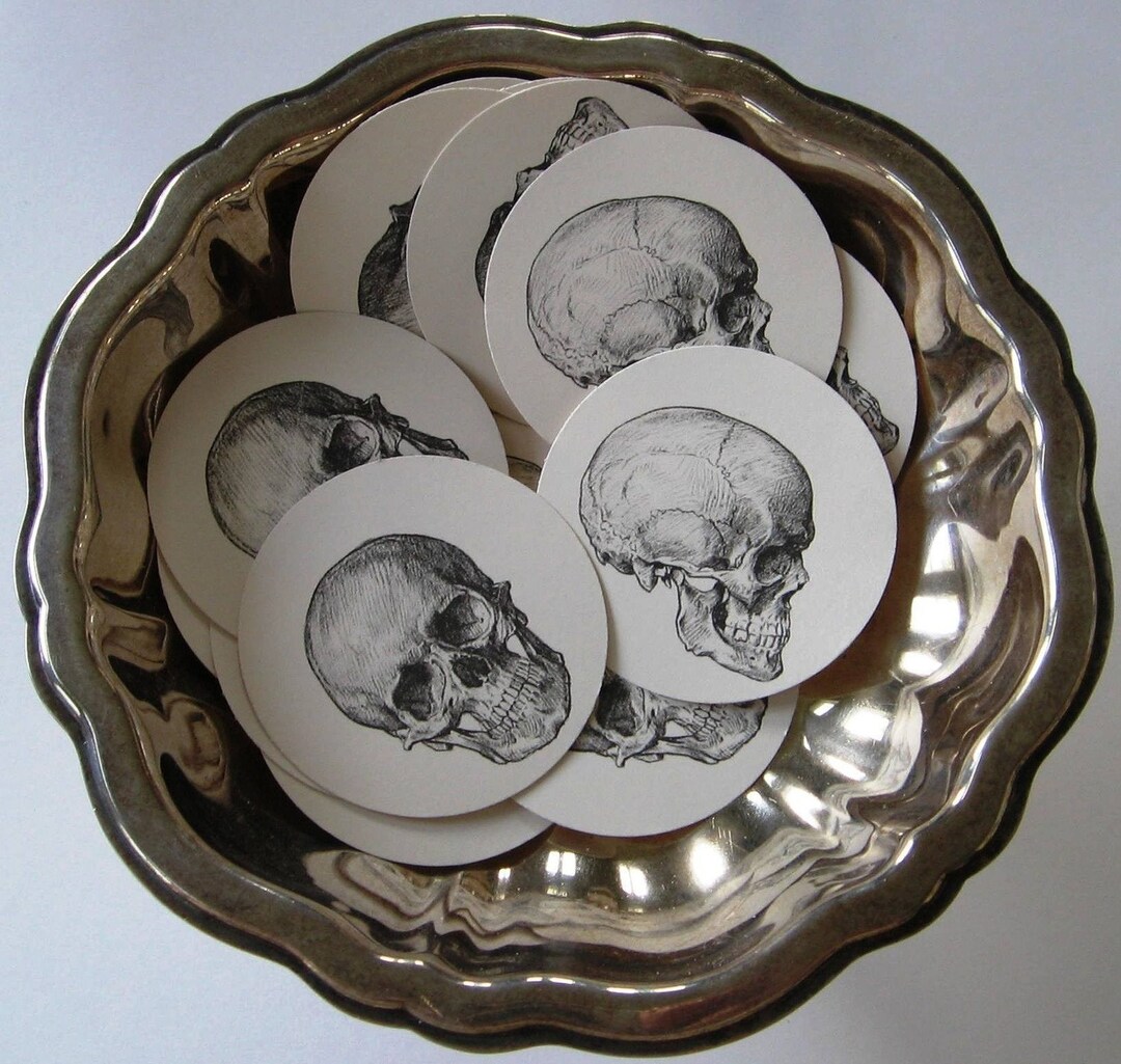 Skull Tags Round Paper Gift Tags Set of 10 - Etsy